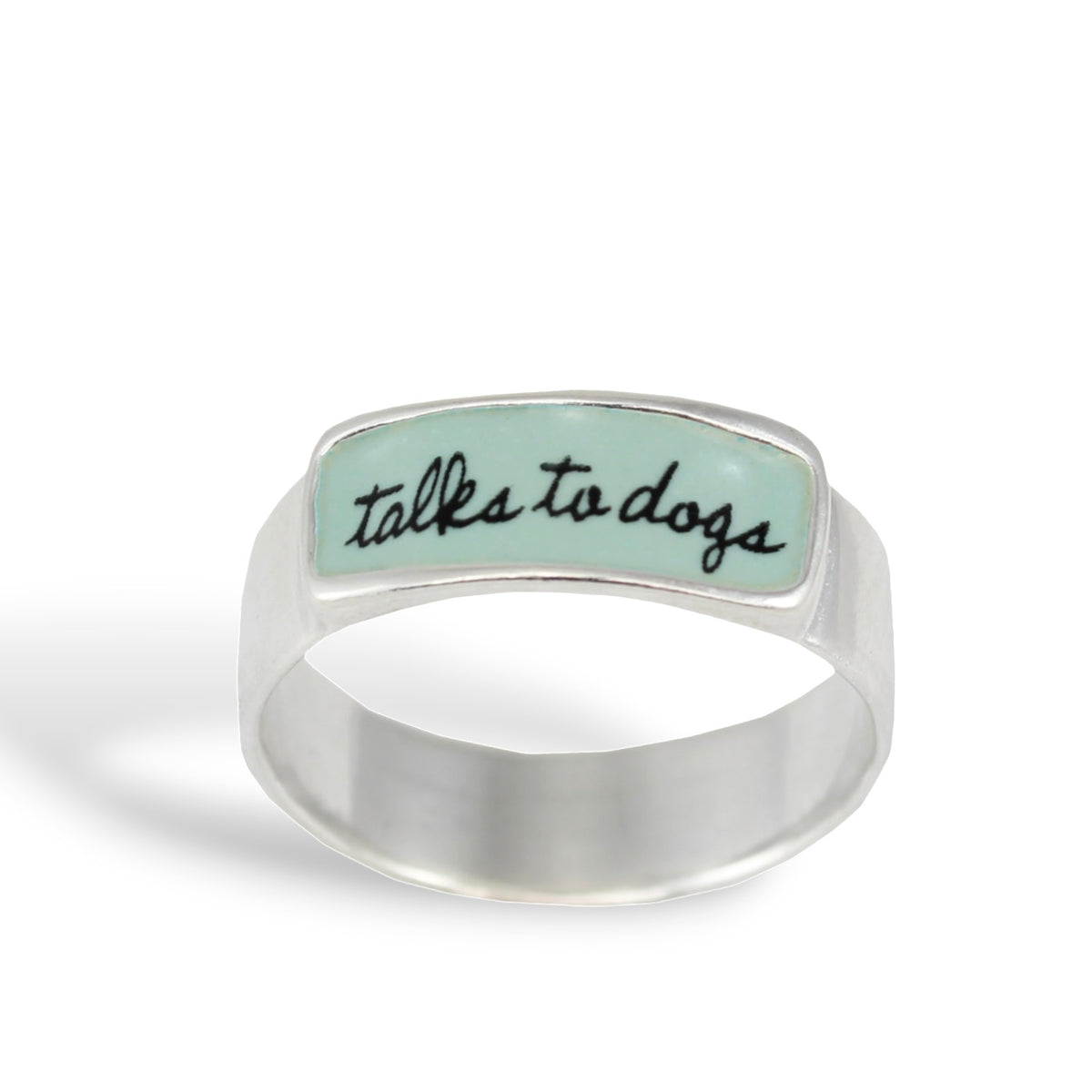 Sterling Silver and Enamel Talks to Dogs Band Ring - Dog Jewelry – Mark ...