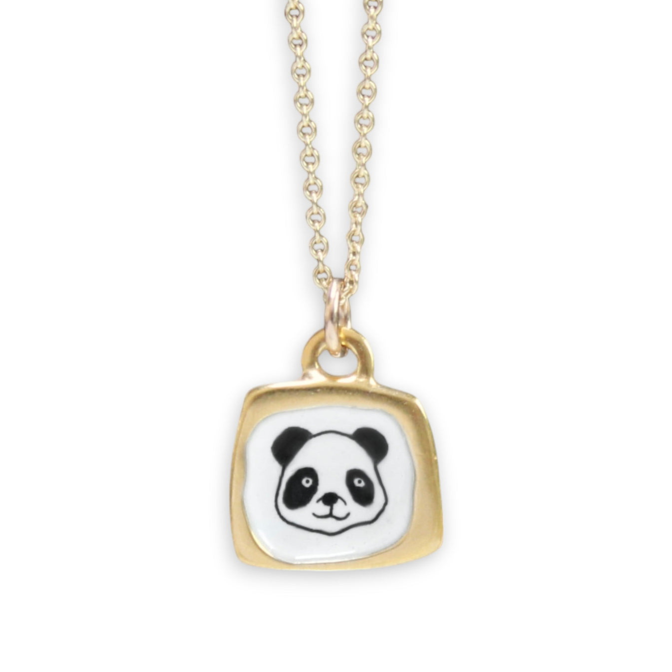 Tiny Gold Panda Necklace - Sterling Silver And Enamel Panda Pendant Di ...