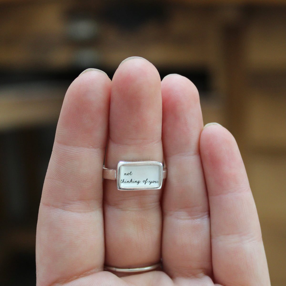 Sterling Silver and Enamel "not thinking of you" Stacking Breakup Ring ...