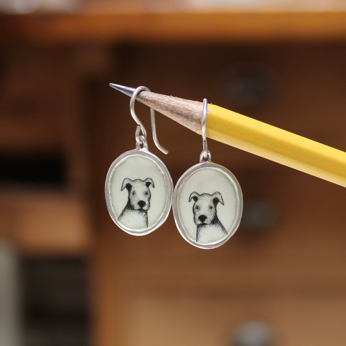Pit Bull Earrings - Sterling Silver and Enamel Dog Breed Gift - Sweet ...