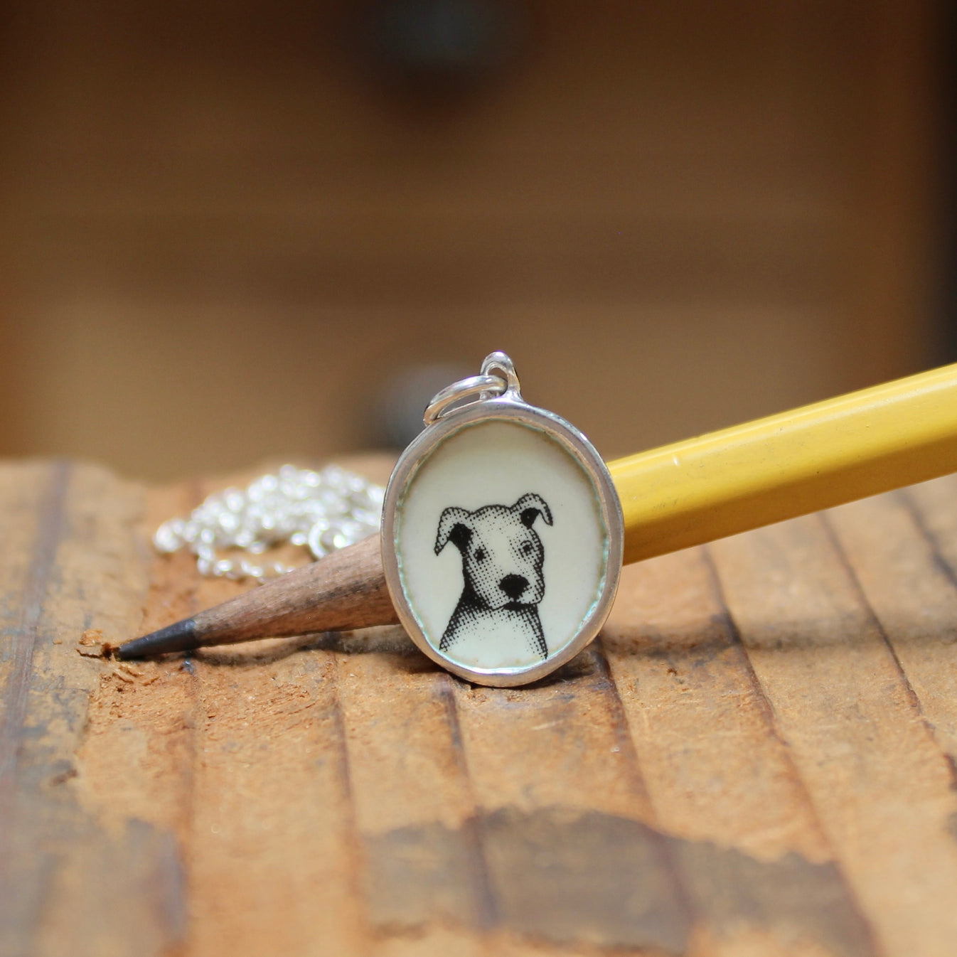 Sterling Silver and Enamel Pit Bull Puppy Necklace - Dog Jewelry – Mark ...