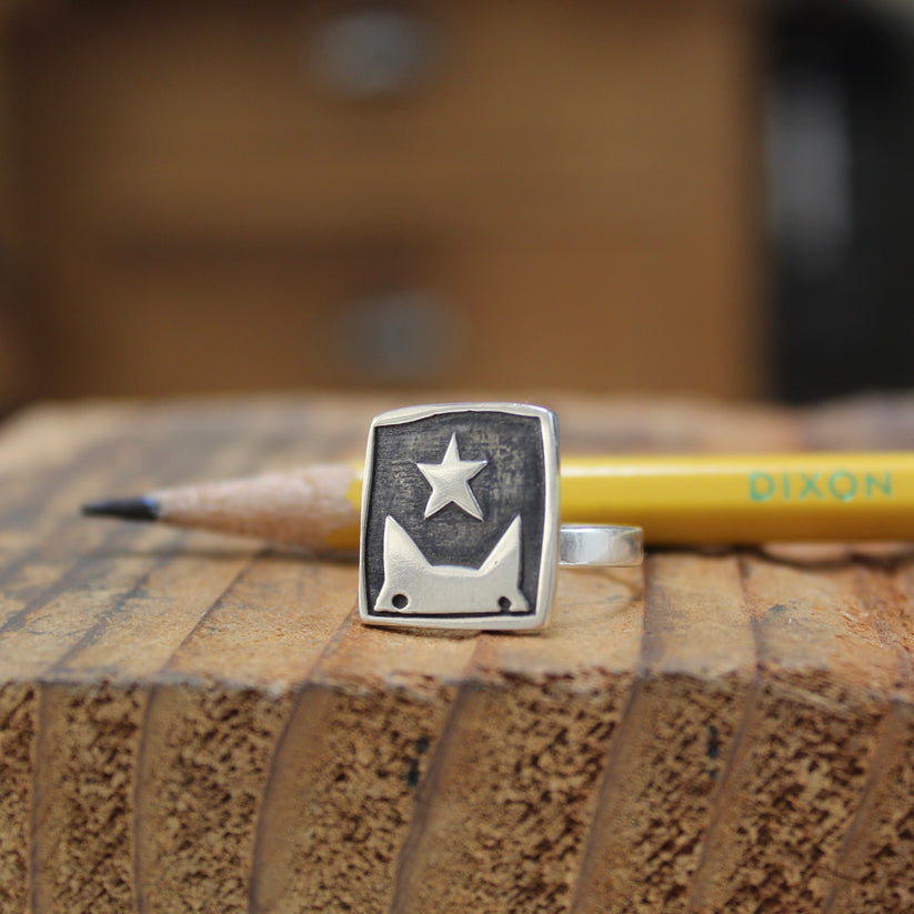 Stargazing Cat Ring in Sterling Silver - Cat Statement Ring in sizes 5 ...