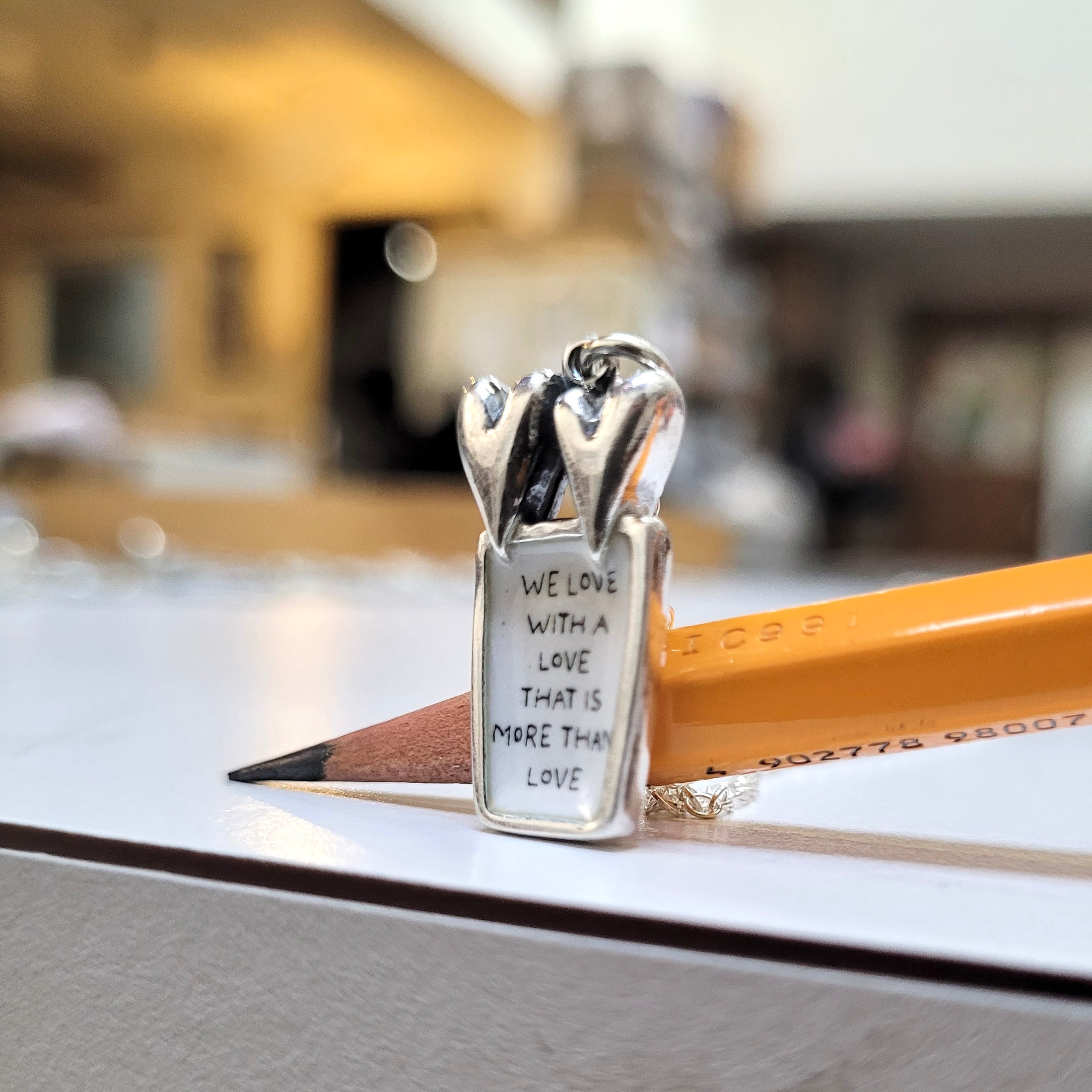 Sterling Silver and Enamel Heart Pendant with Romantic Love Message ...