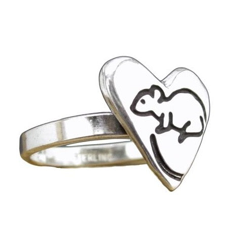 Sterling Silver Heart Rat Ring - Pet Rat Love Charm Ring – Mark Poulin ...