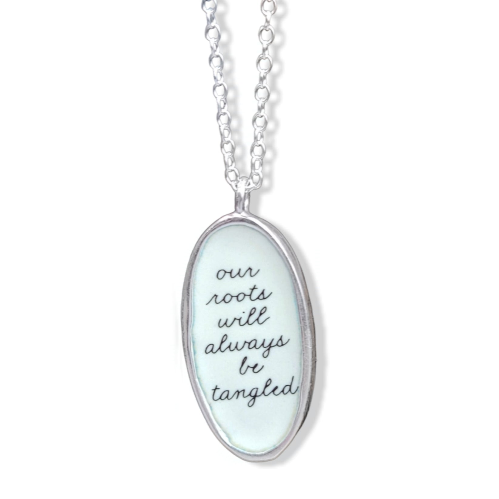 Reversible Sterling Silver and Enamel Trees and Roots Pendant with Quo ...