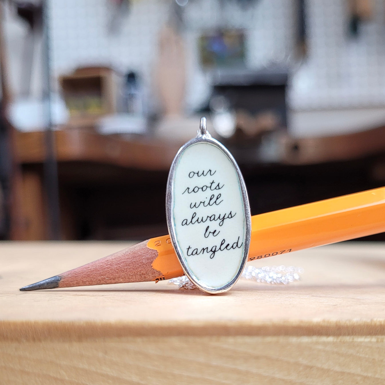 Reversible Sterling Silver and Enamel Trees and Roots Pendant with Quo ...