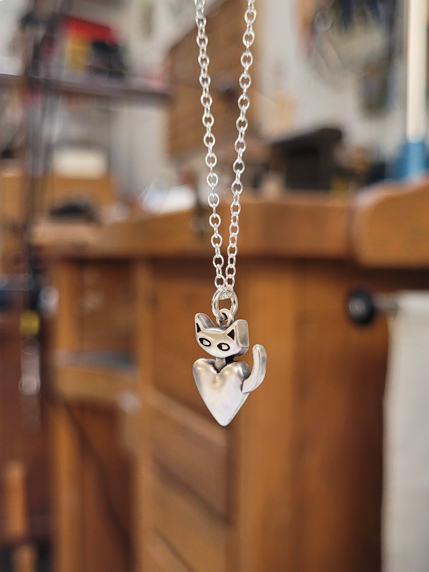 Tiny Sneaky Cat Charm Necklace - Small, Detailed and Adorable! Cat Jew ...