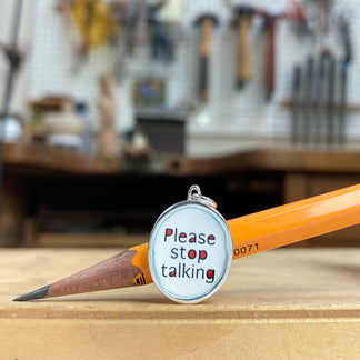 Sterling Silver "Please stop talking" Necklace on Adjustable Chain - I ...